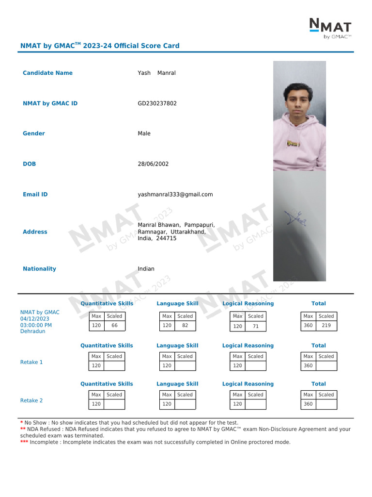 Exam Score Card | PDF | Evaluation Methods