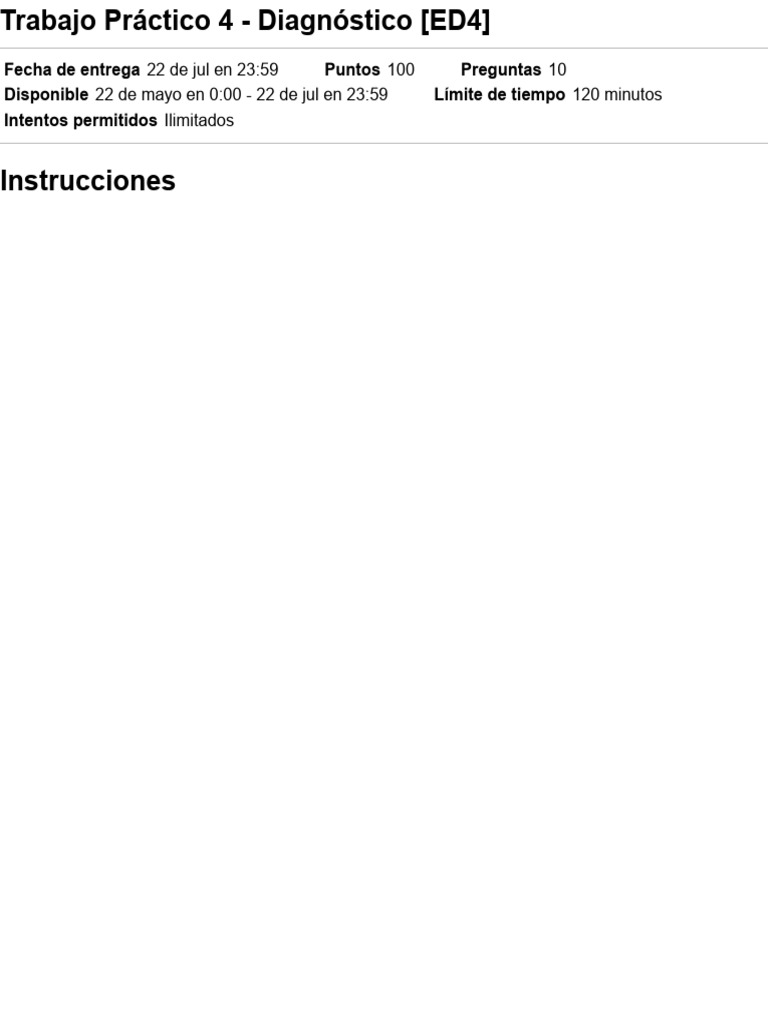 Trabajo Práctico 4 - Diagnóstico (ED4) - DERECHO EMPRESARIO 22-MAY-2023 22-JUL-2023 | PDF ...