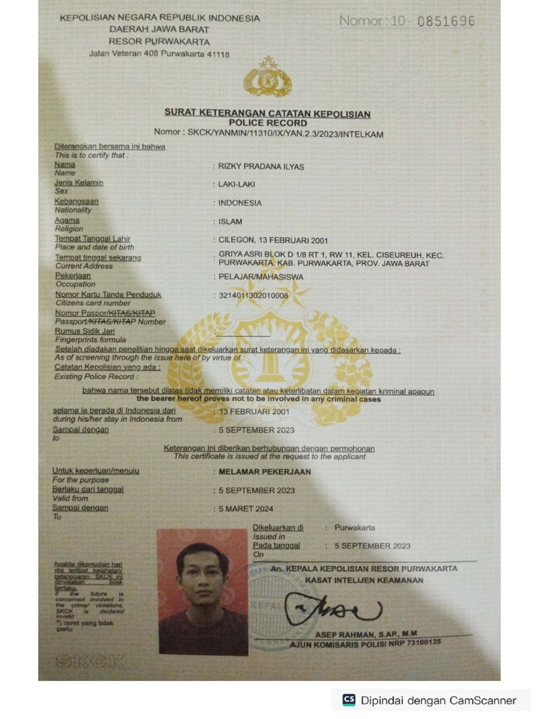 Police Report - Pradanailyas - Eto SMT 7 | PDF