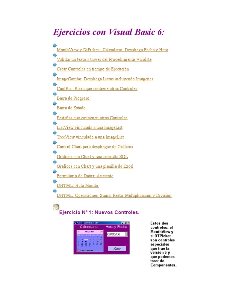 Ejercicios Con Visual Basic 6 | PDF | Ventana (informática) | HTML