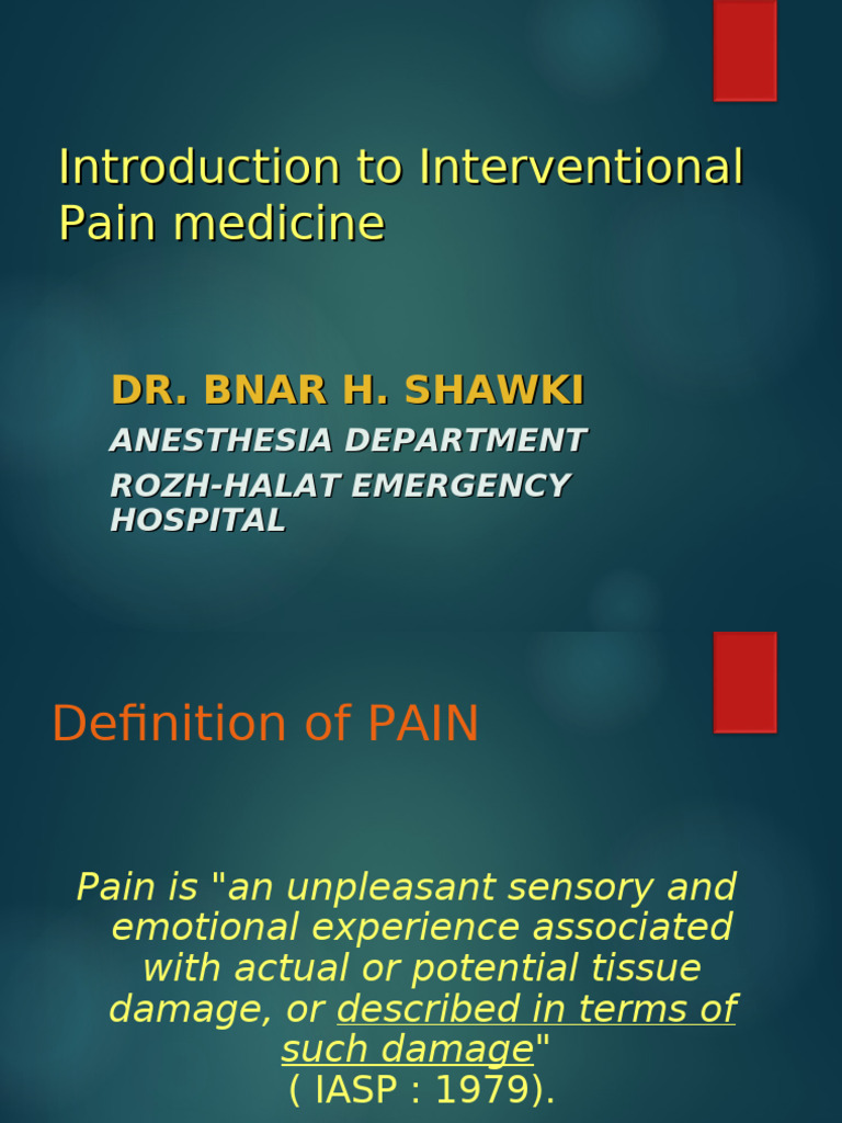 Interventional Pain Management Overview | PDF | Pain | Stimulus ...