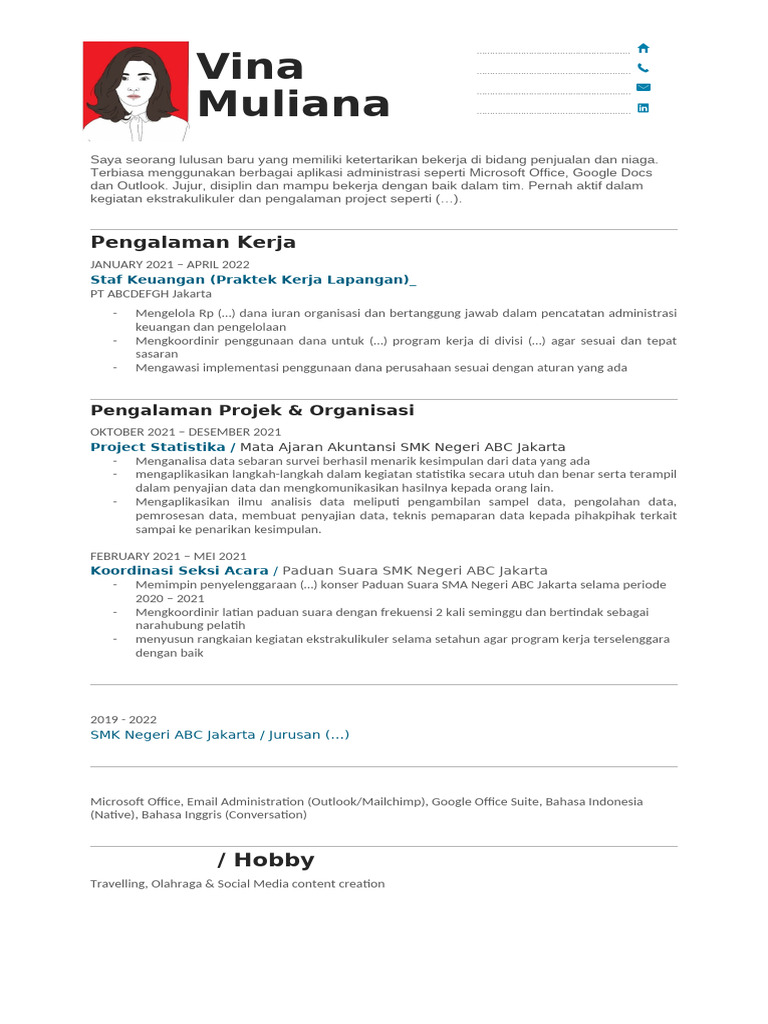 FREE TEMPLATE CV Lulusan SMK by Vina Muliana | PDF
