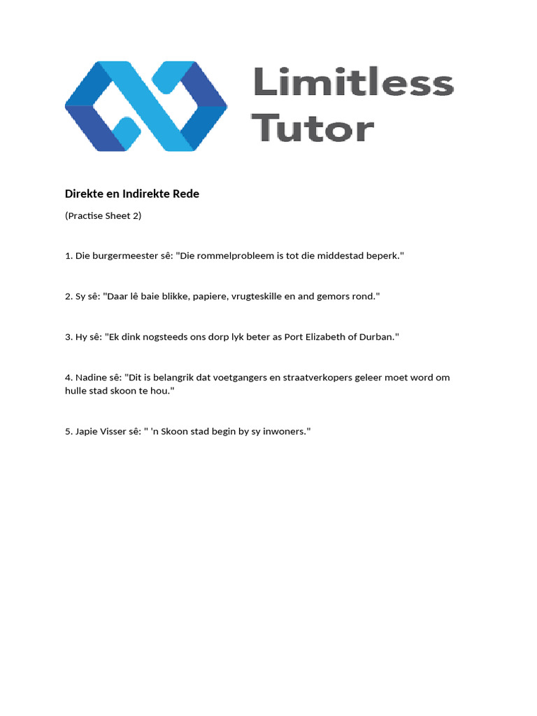 Intensiewe Vorm Oefening 01 | PDF