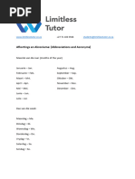 Afrikaans Afkortings, Verkortings en Akronieme Worksheet | PDF