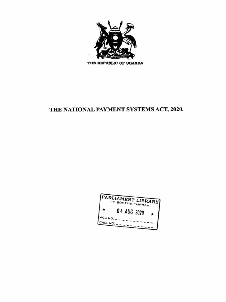 Uganda National Payment Systems Act 2020 | PDF | Securities (Finance ...