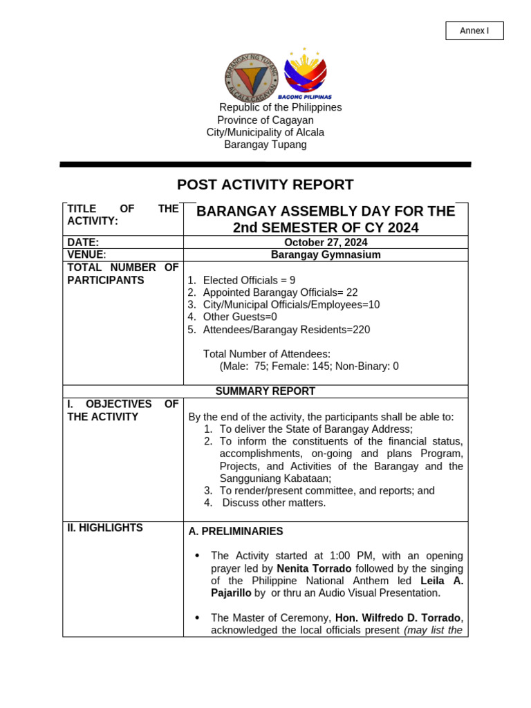 Annex I - Post Activity Report Template | PDF