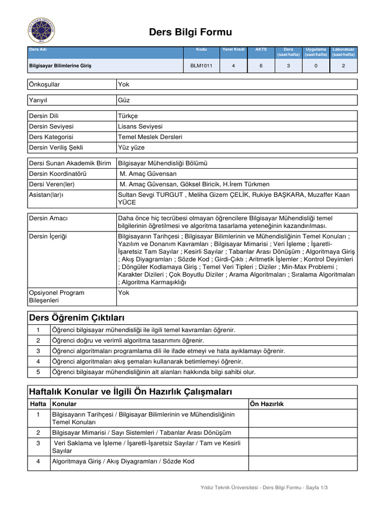 Ders-Bilgisayar Bilimlerine Giri | PDF