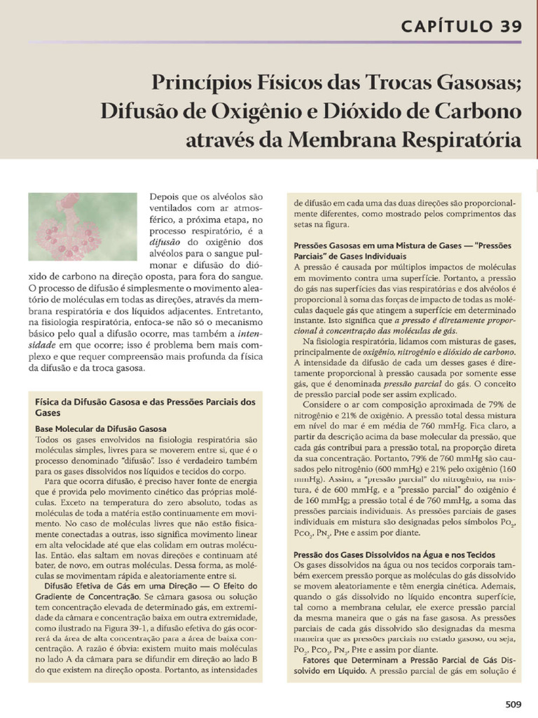 (DOC.UP2-6) Guyton, Cap 39 - Princípios Físicos das Trocas Gasosas; Difusão de Oxigénio e ...