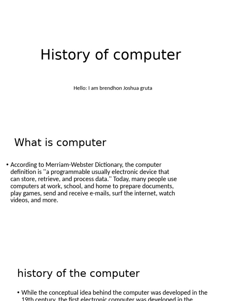 BJ History of Computer in Evolution 1933 PPT - 021019 | PDF | Computing ...