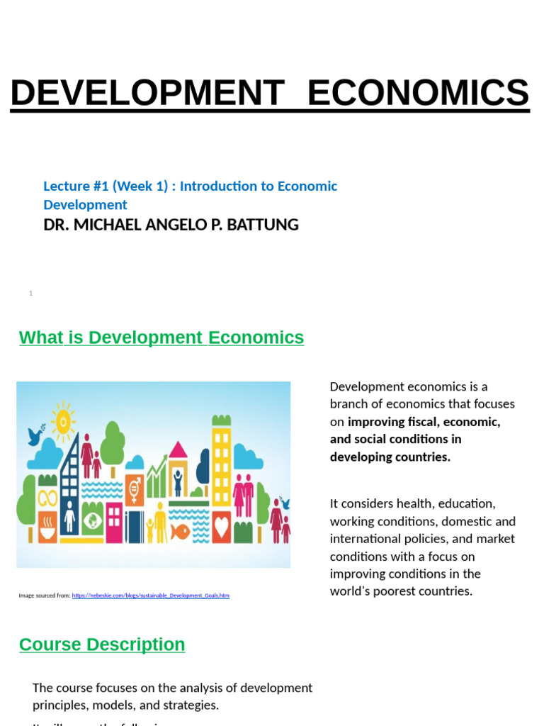 Lectures 1 - Dev Econ - Introduction To Economic Development | PDF ...