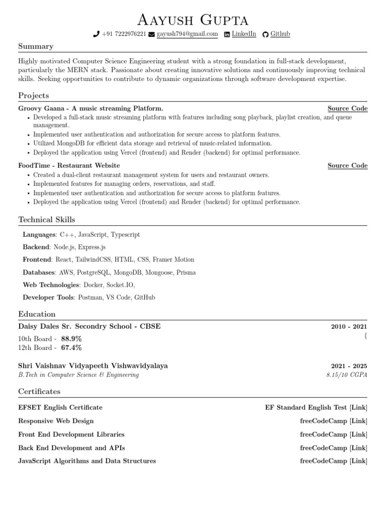 Full-Stack Developer Resume: MERN Expertise | PDF | Java Script | Software