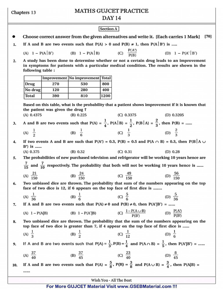 GUJCET Maths Paper Ch-13 (EM) (GSEBMaterial - Com) | PDF