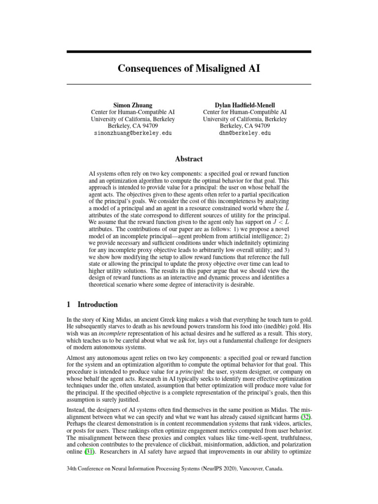 AI Misalignment Consequences | PDF | Function (Mathematics ...