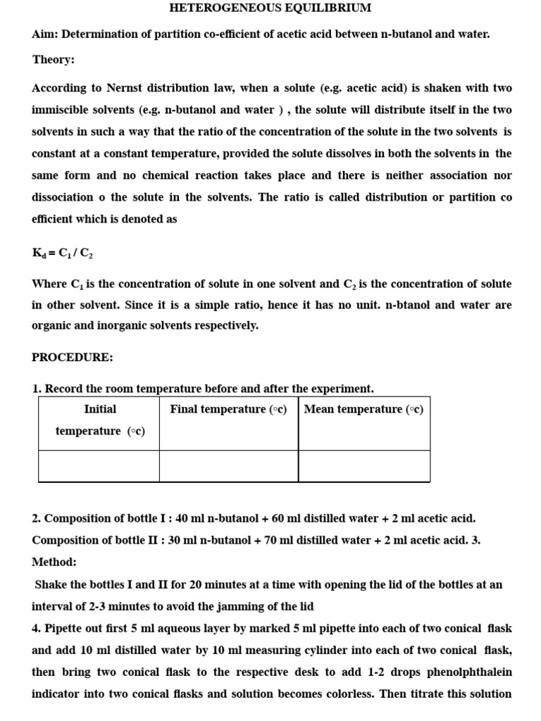 Heterogeneous Equilibrium Manual | PDF | Chemistry | Titration