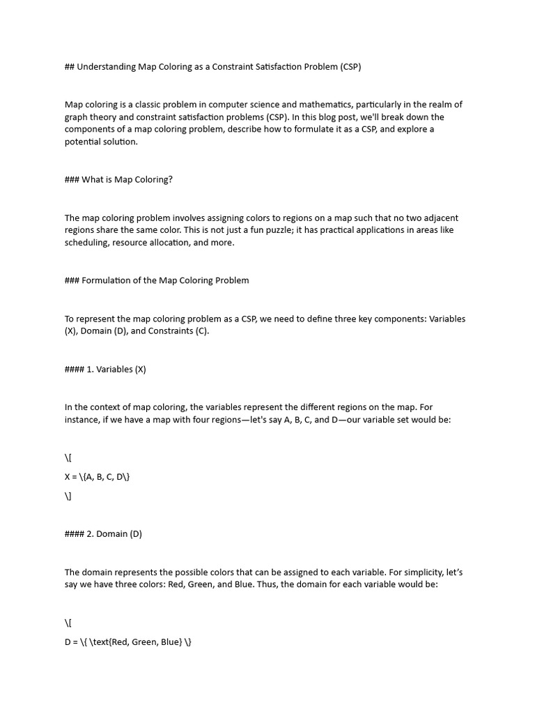 Understanding Map Coloring As A Constraint Satisfaction Problem | PDF | Theoretical Computer ...