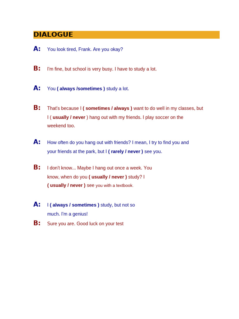 Dialogue Adverbs | PDF