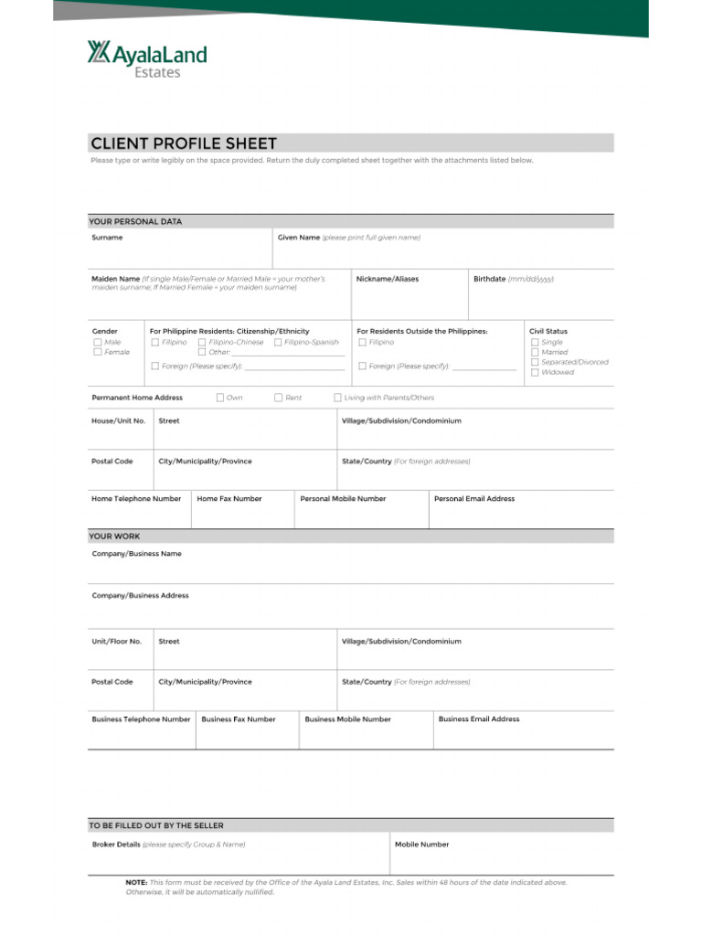 Client Profile and Authorization Sheet (ALEI) | PDF