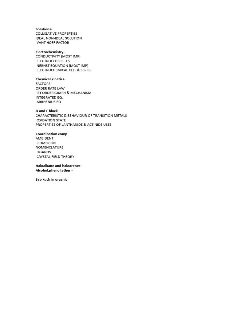 Chem Imp Topic | PDF