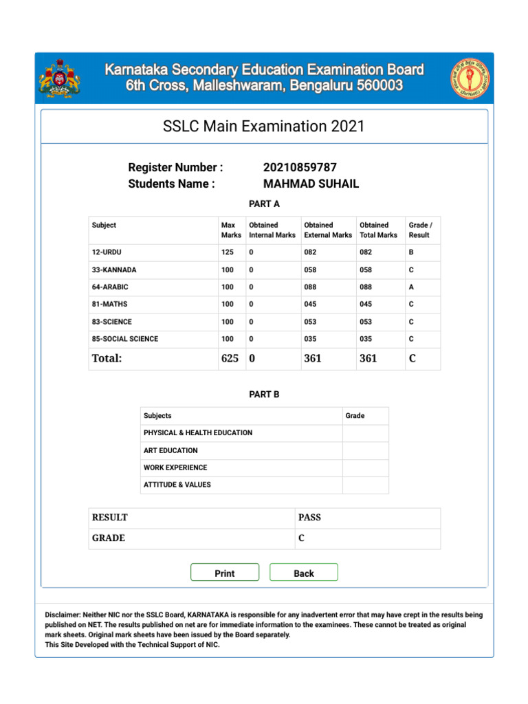 Kseeb Result 2021 | PDF