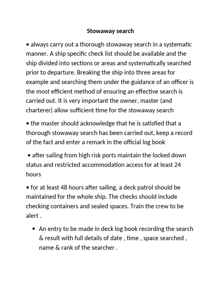 Stowaway Search | PDF | Science & Mathematics | Technology & Engineering