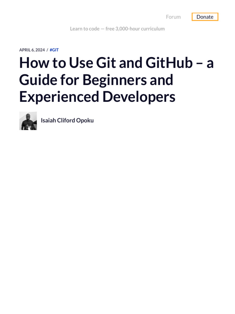 How To Use Git and GitHub - A Guide For Beginners and Experienced Developers | PDF | Version ...