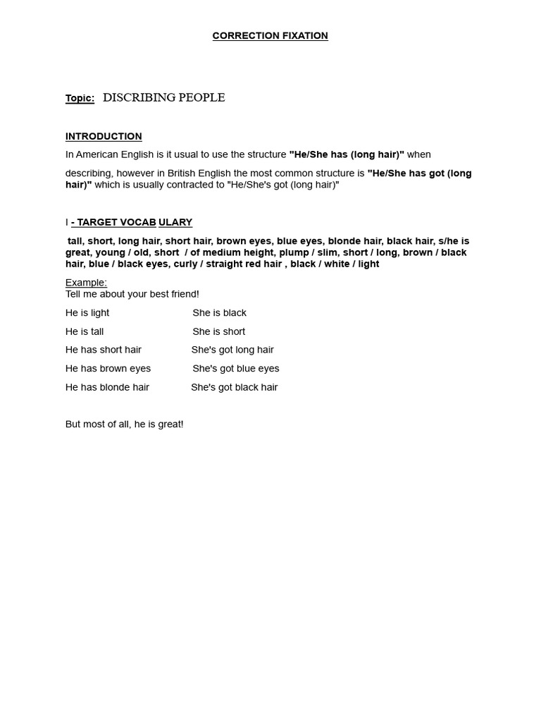 Describing Correction Fixation | PDF