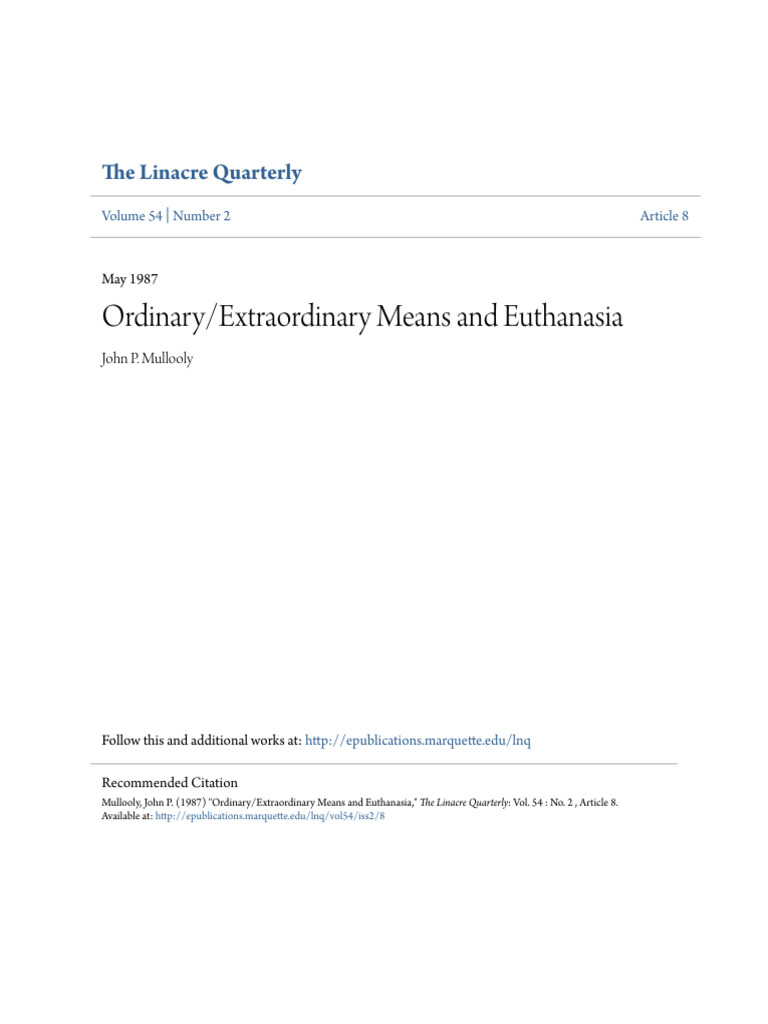Ordinary vs. Extraordinary Means in Euthanasia | PDF | Coma ...