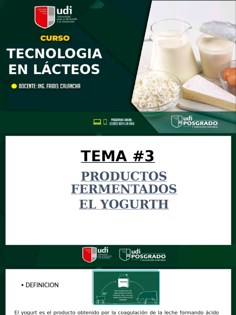 Lacteos - 3 - Leches Fermentadas | PDF | Yogur | Leche