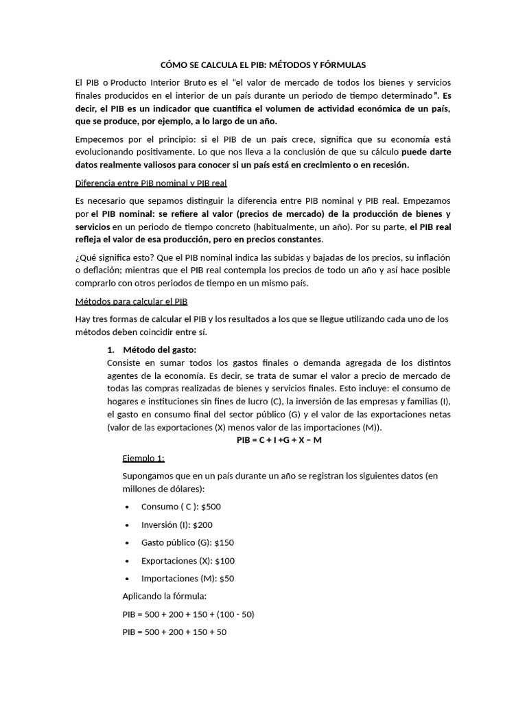Cómo Se Calcula El Pib | PDF | Producto Interno Bruto | Precios