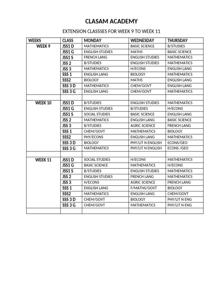 Extension Time Table | PDF | Language Arts & Discipline | Foreign ...