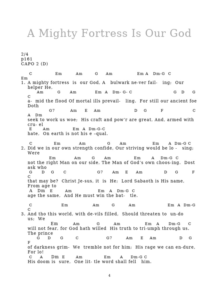 A Mighty Fortress Is Our God Lyrics | PDF | Religious Belief And ...