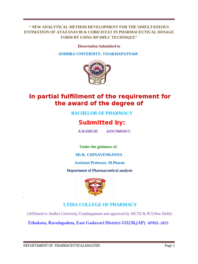 Ramesh Final Project | PDF | High Performance Liquid Chromatography | Chromatography