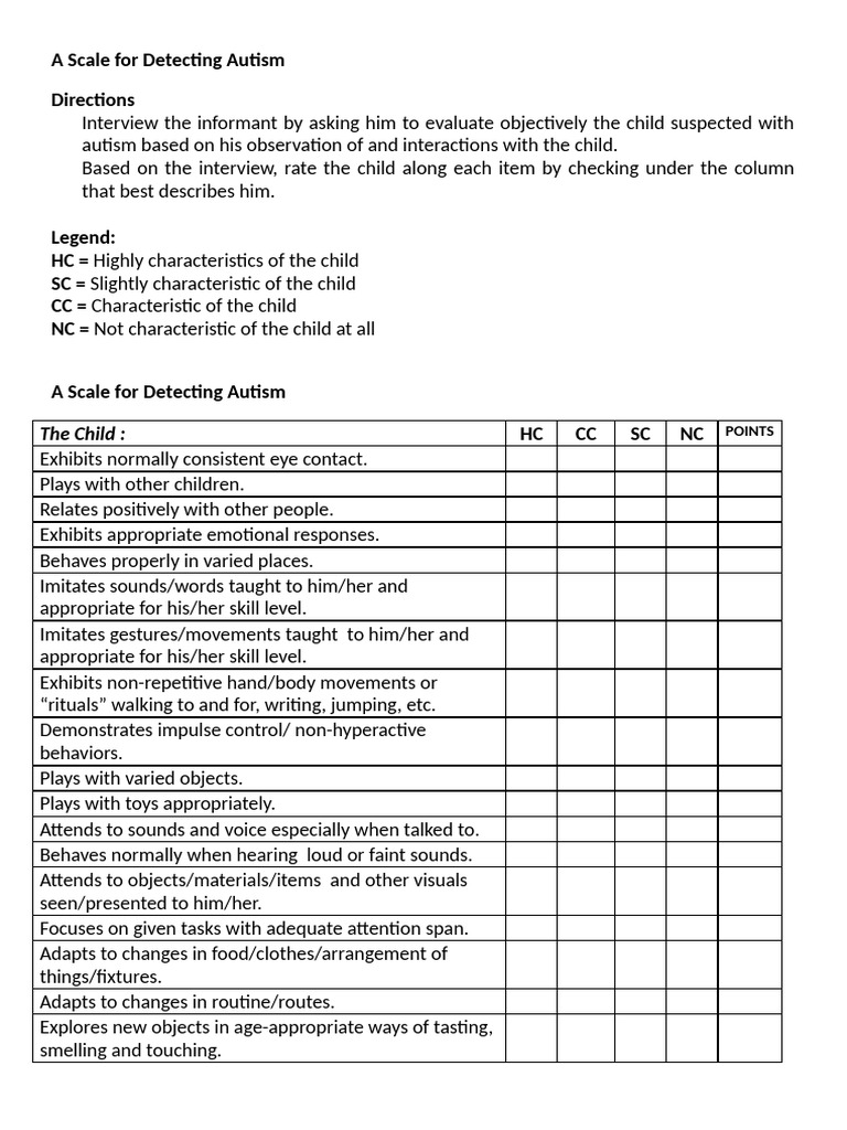 Autism Detection Scale for Children | PDF | Autism Spectrum | Thought