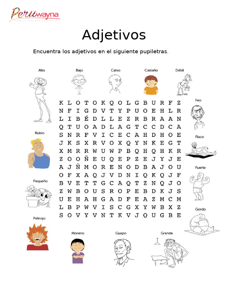 Adjetivos - Crucigrama | PDF