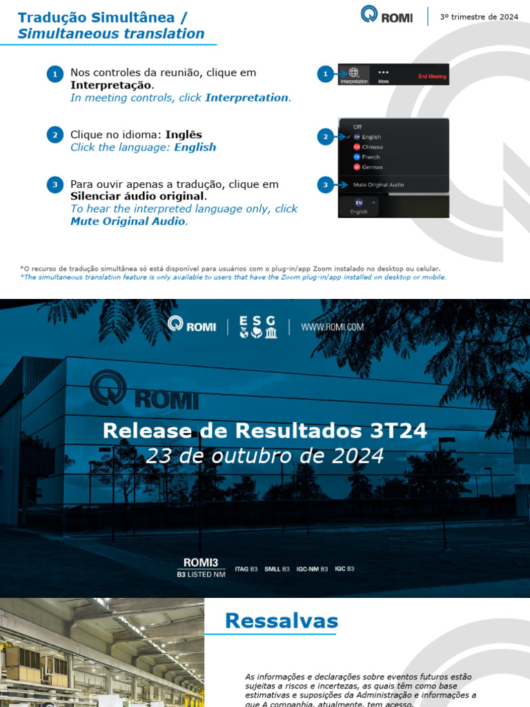 Relatório Financeiro Romi | PDF | Economias