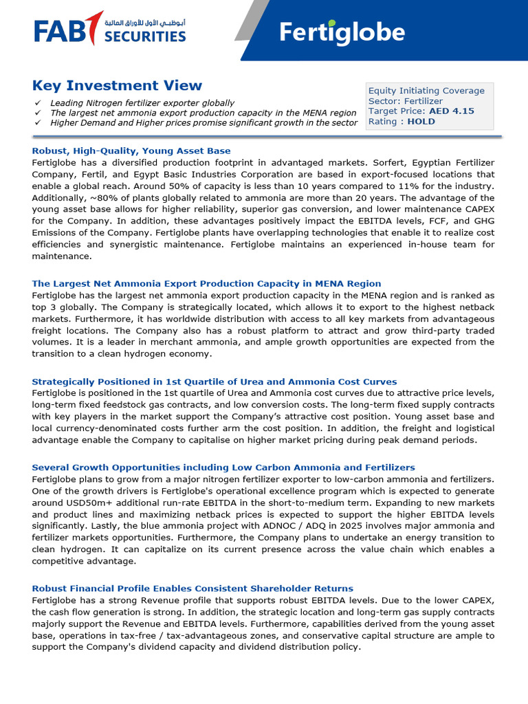 FAB Equity Research | PDF | Fertilizer | Ammonia