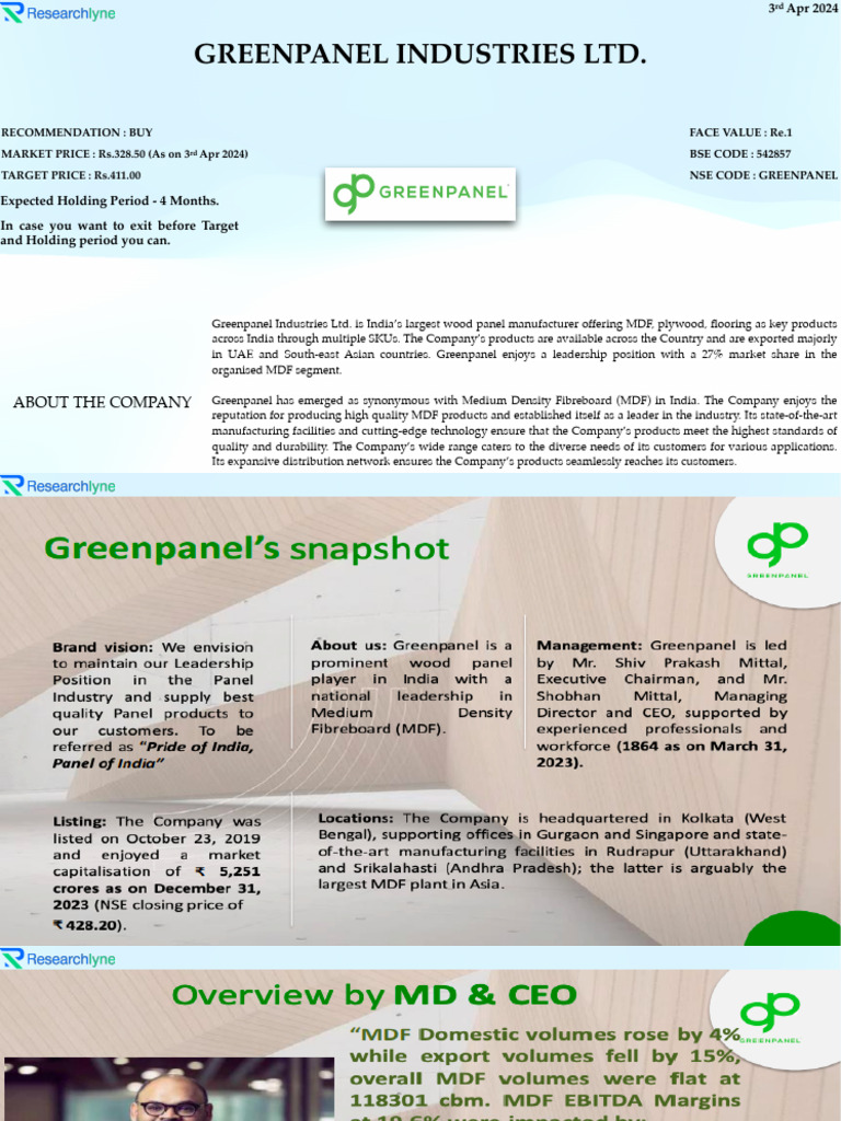 Greenpanel Industries LTD Report1 | PDF | Stocks | Equity (Finance)