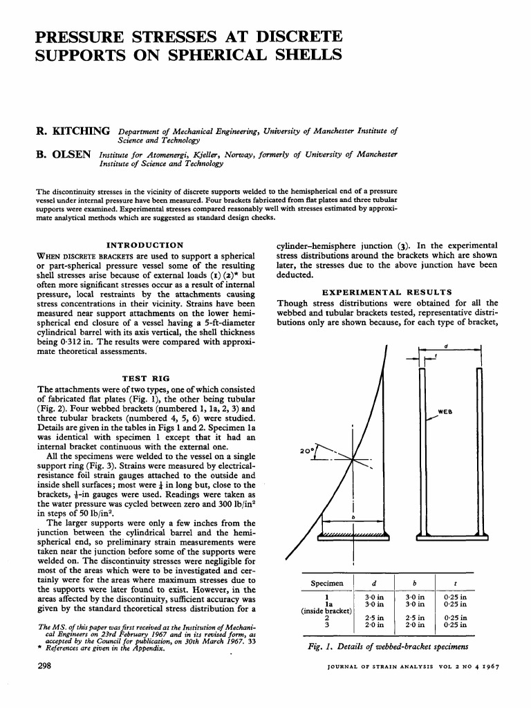 Pressure Stresses at Discrete Supports On Spherical Shells | PDF ...