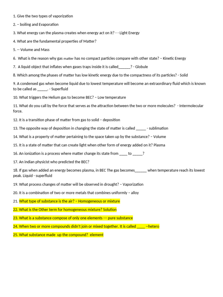 Matter Quiz | PDF | Science & Mathematics