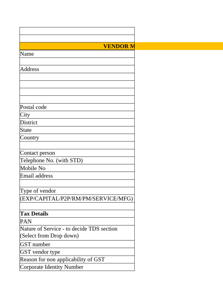 Vendor Enrolment Form - 2024 | PDF