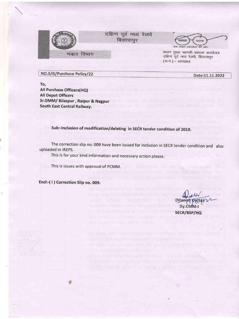 Correction Slip No. 009 | PDF