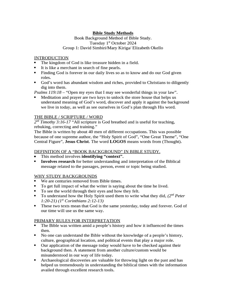 Bible Study Methods - Continuity Class | PDF | Bible | Logos (Christianity)