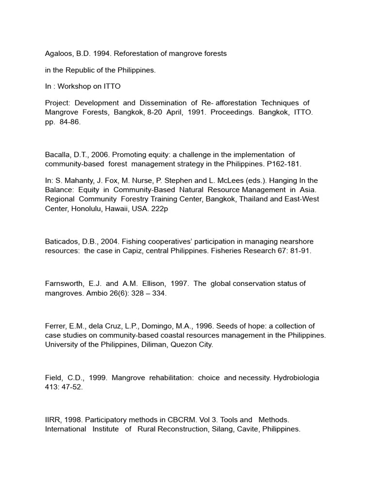 RRL References | PDF | Mangrove | Wetland