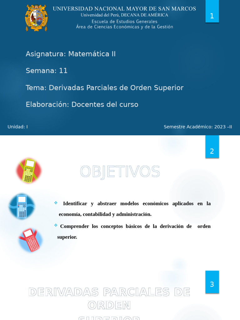 Semana 11 - 2024-II Derivadas Parciales de Orden Superior | PDF | Función (Matemáticas) | Derivado