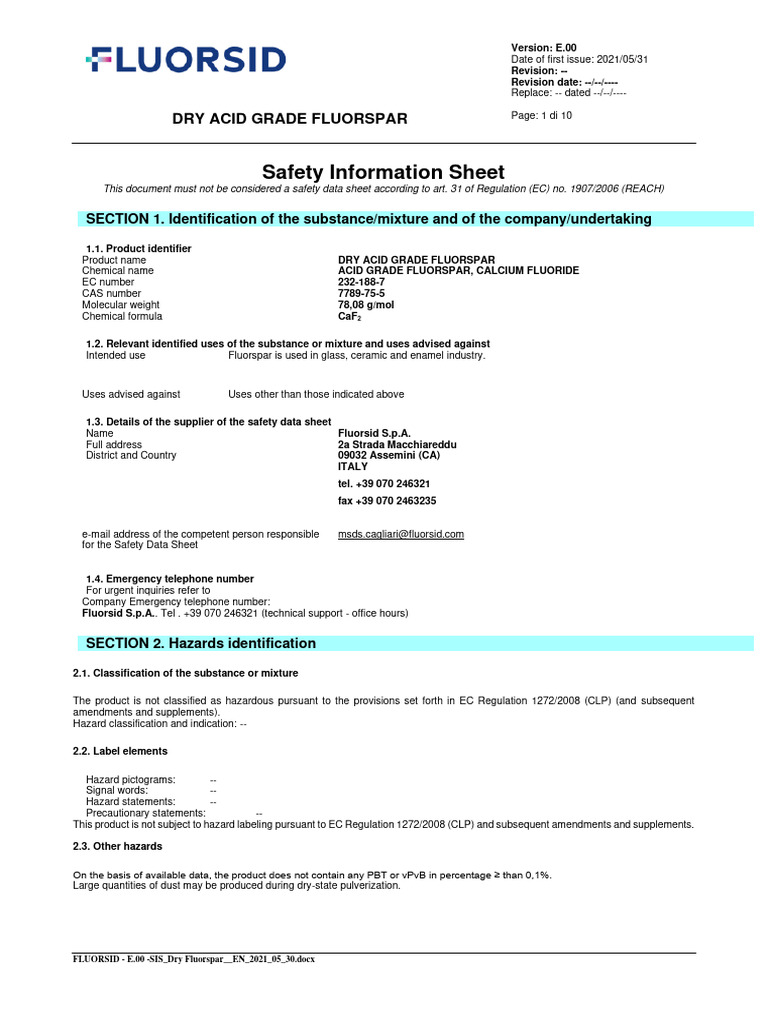 Eng Fluorite Fluorsid-e.00-Sis Dry-Fluorspar en 2021-05-30 | PDF ...