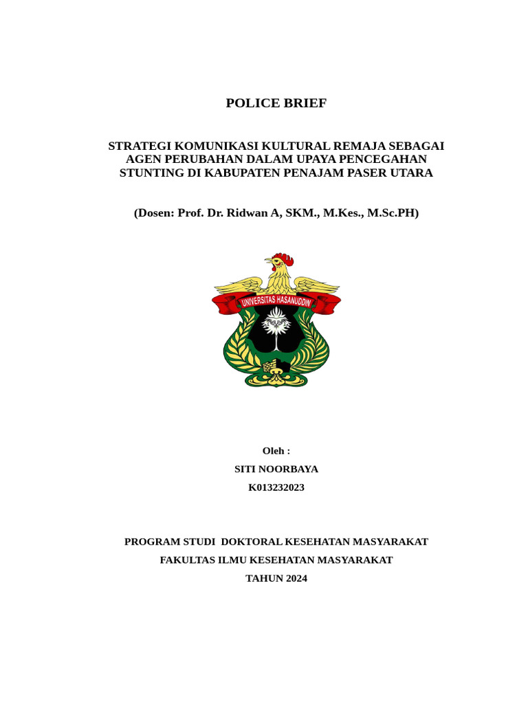 Siti Noorbaya - Police Brief - Prof Ridwan - Kelas Kaltim | PDF