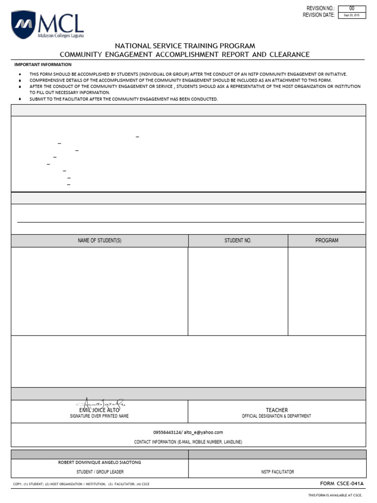 7. Accomplishment Report and Clearance | PDF