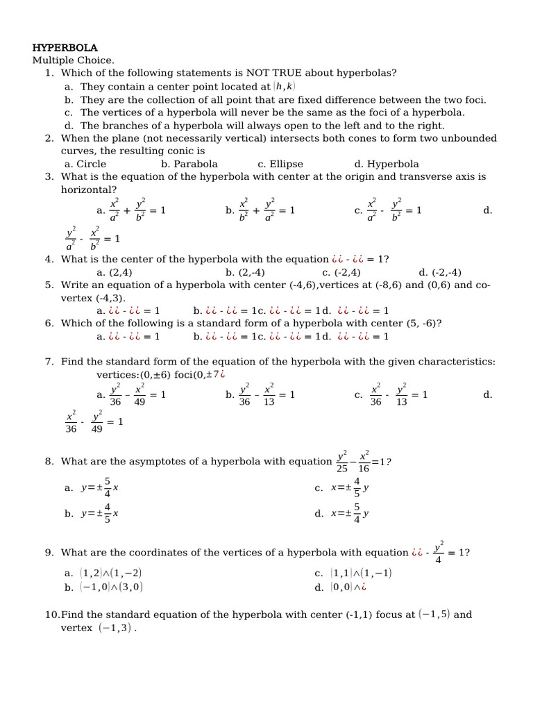 Hyperbola Summative | PDF | Elementary Geometry | Geometric Shapes