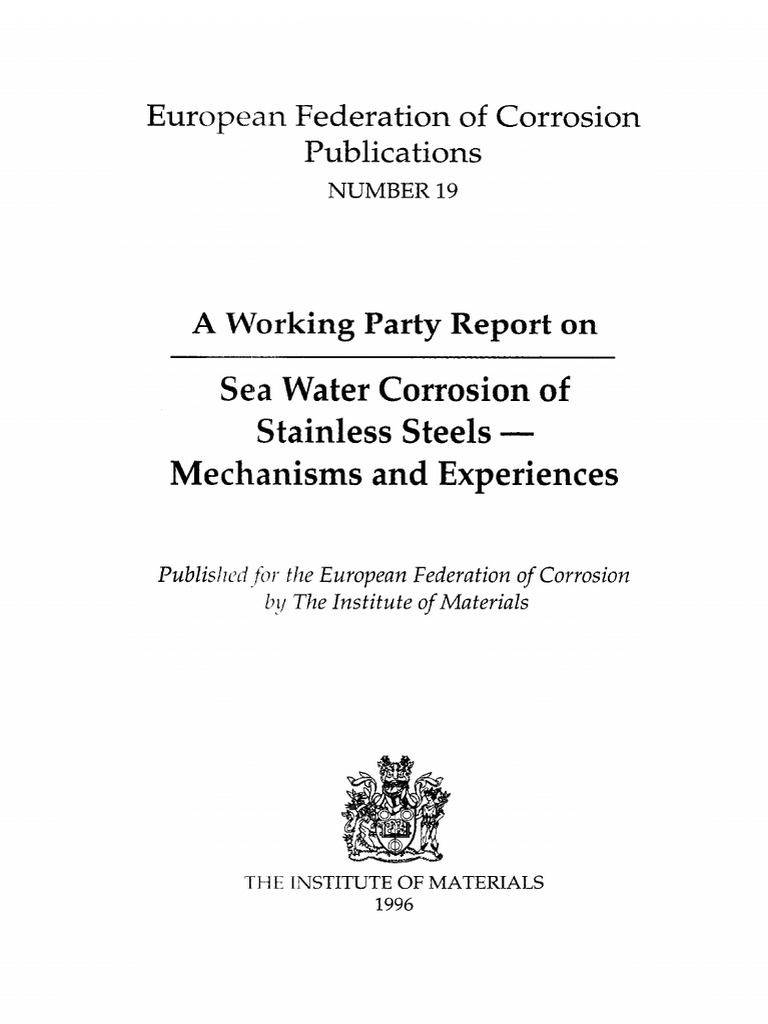 Sea Water Corrosion Stainless Steels Mechanisms and Experiences | PDF ...