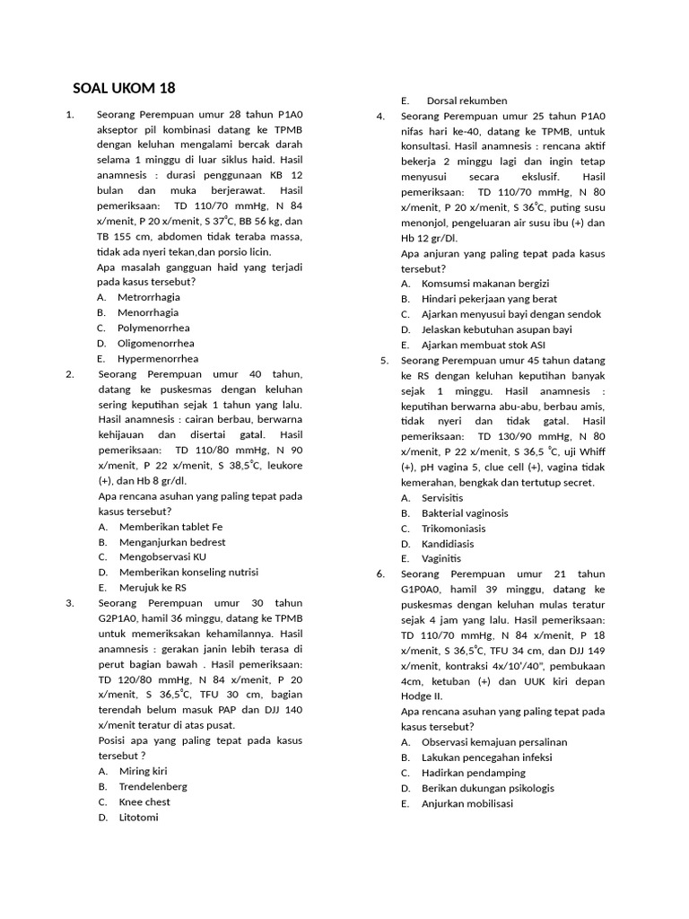 Soal Ukom 18 Baru | PDF | Pengembangan Diri | Kesehatan Holistik